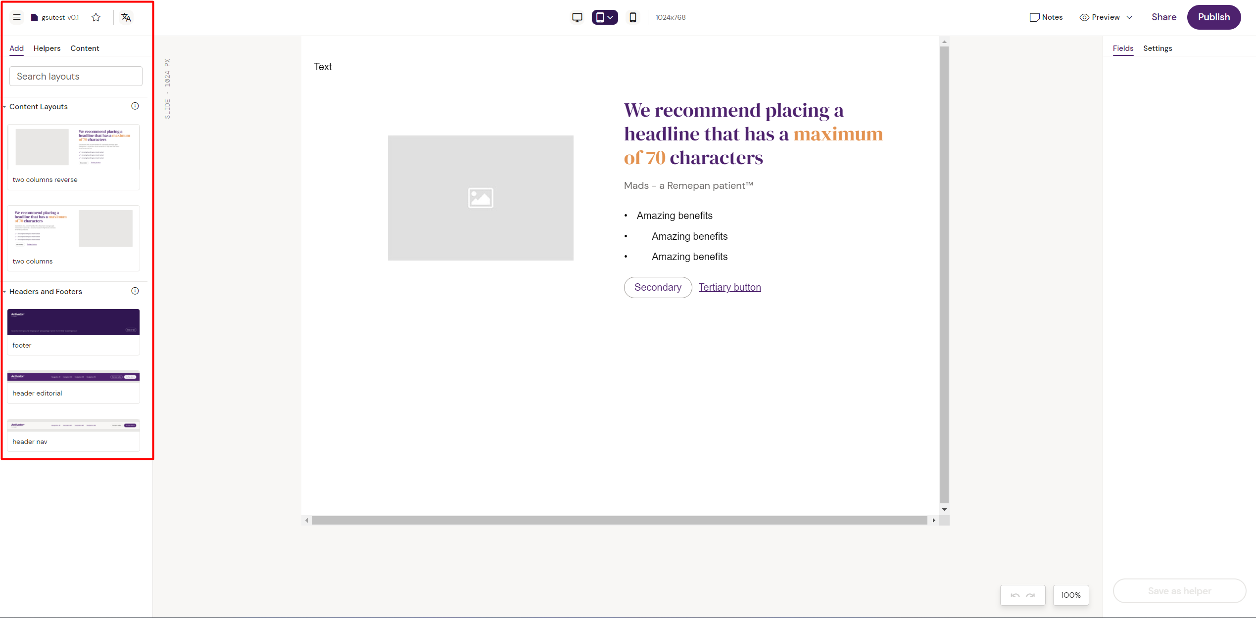 How to add Layouts and Helpers to your Slide