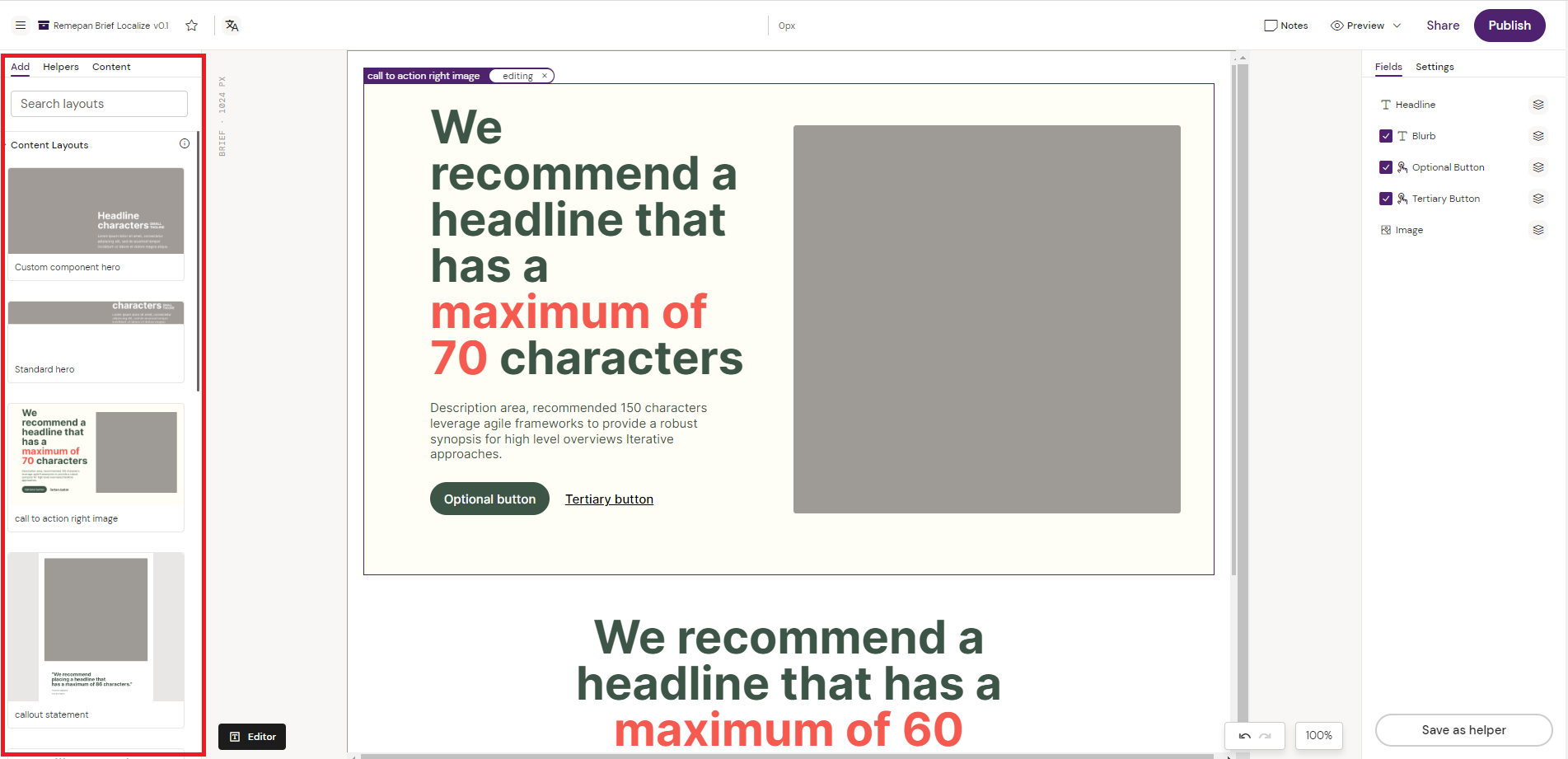 How to add Layouts and Helpers to your Brief